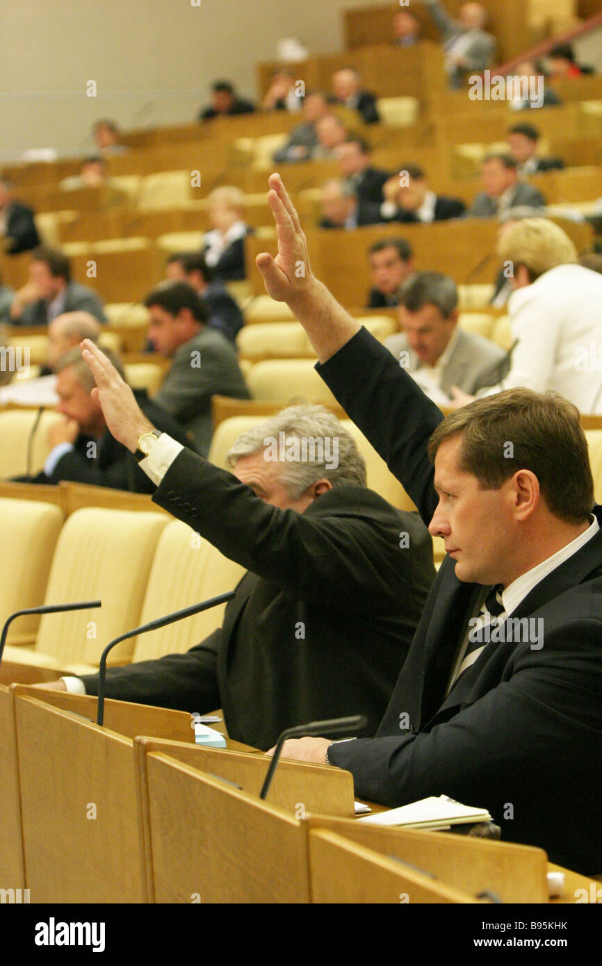 Duma deputies at a sitting of the State Duma the Russian parliament s ...