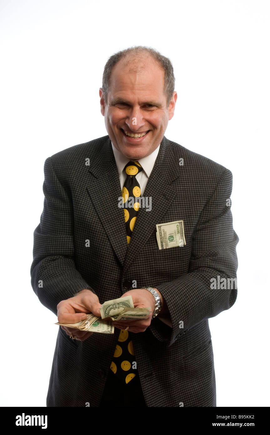 man wealthy successful money cash smiling middle age lottery winner ...
