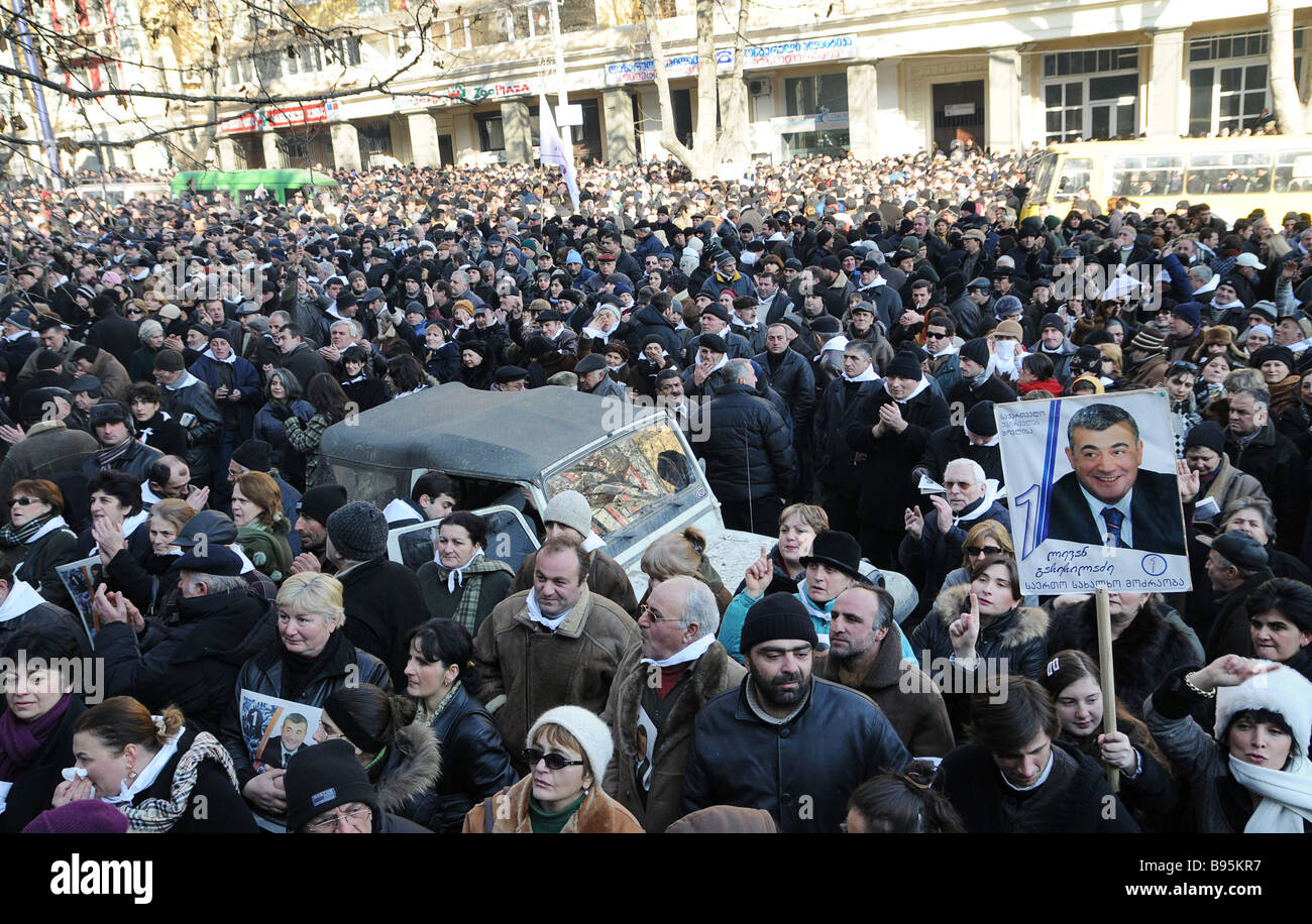 An opposition rally held near the Georgian public television building ...