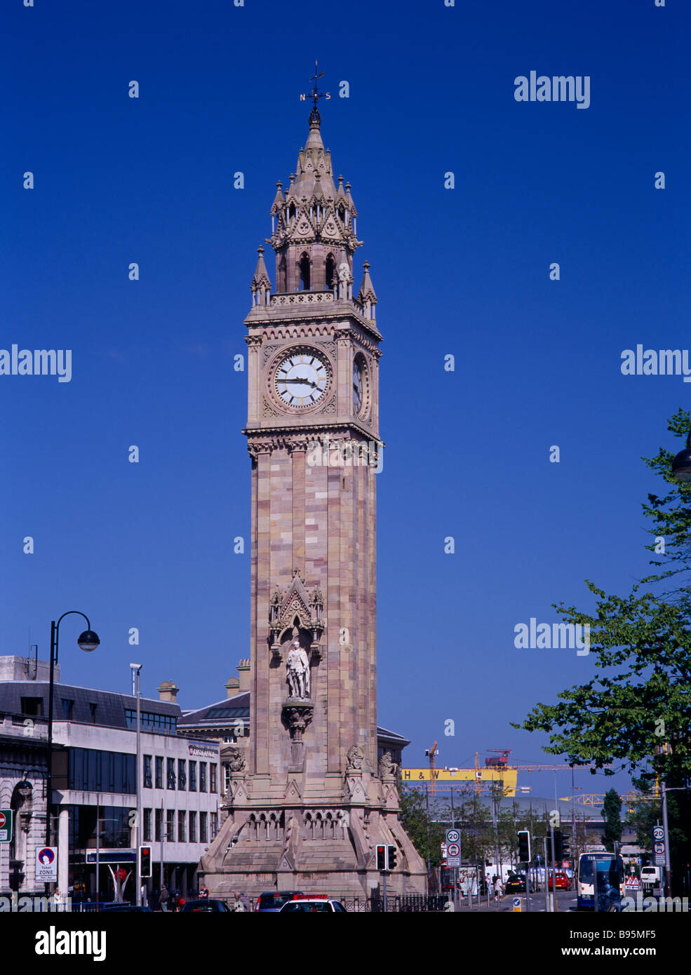 Northern Ireland, Belfast. The Albert Memorial Clock Tower in Queen s ...