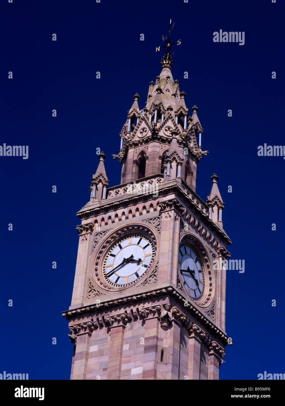 Northern Ireland, Belfast, Queen's Square. The Albert Memorial Clock ...