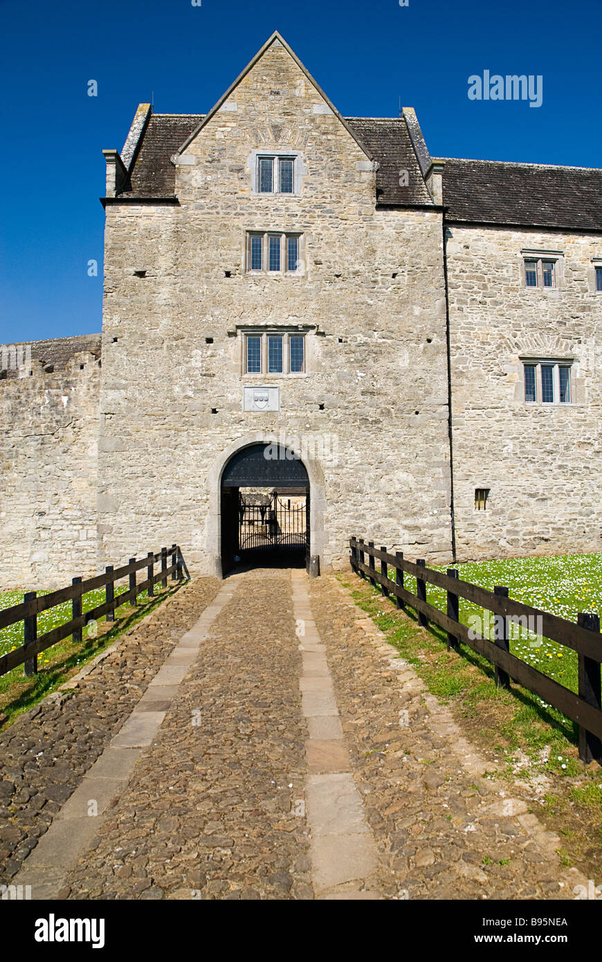 Ireland, County Leitrim, Parkes Castle. Part view of facade and main ...