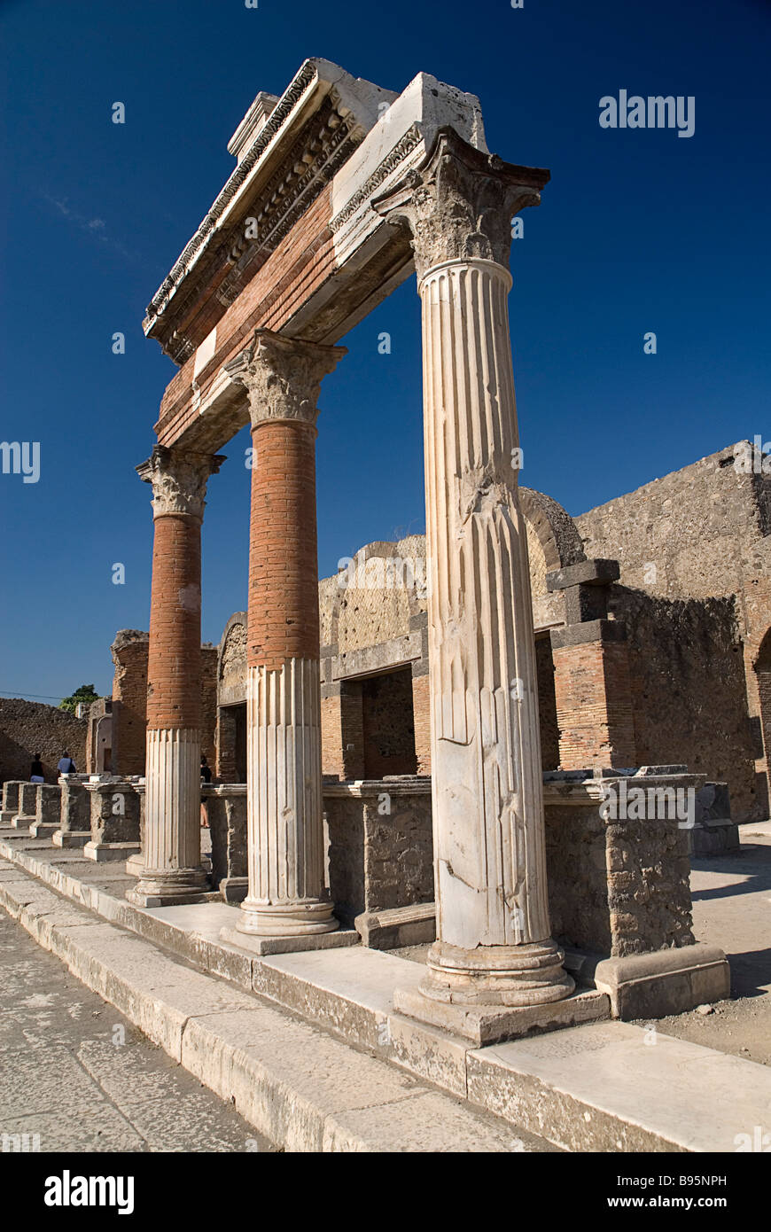 Italy, Campania, Napoli, Pompeii, The Forum. Portico in front of the ...