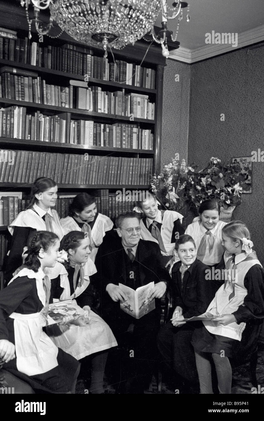 Poet Samuil Marshak receiving children Moscow Stock Photo - Alamy