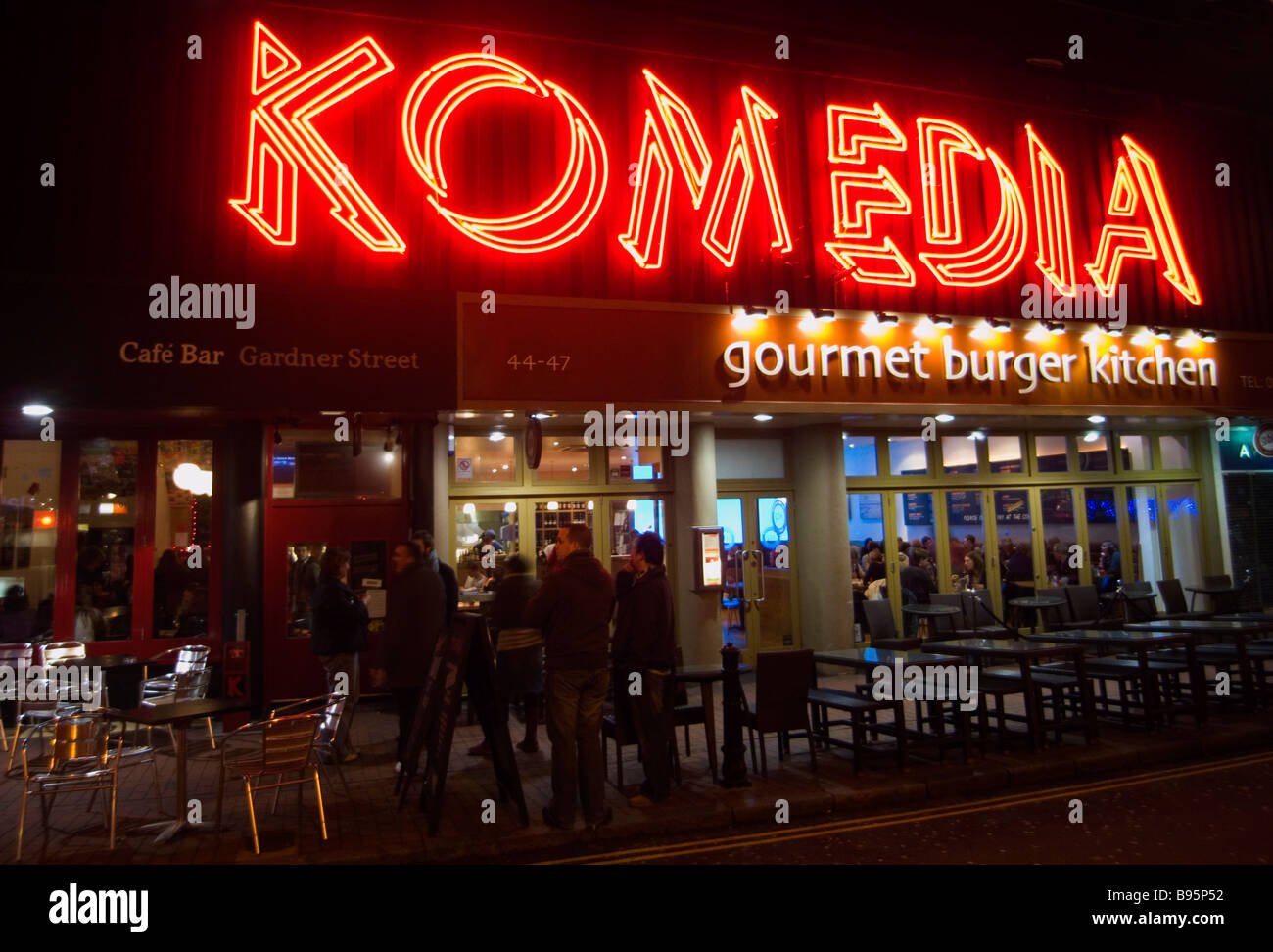 England, East Sussex, Brighton, Exterior of the Komedia theatre, cafe ...