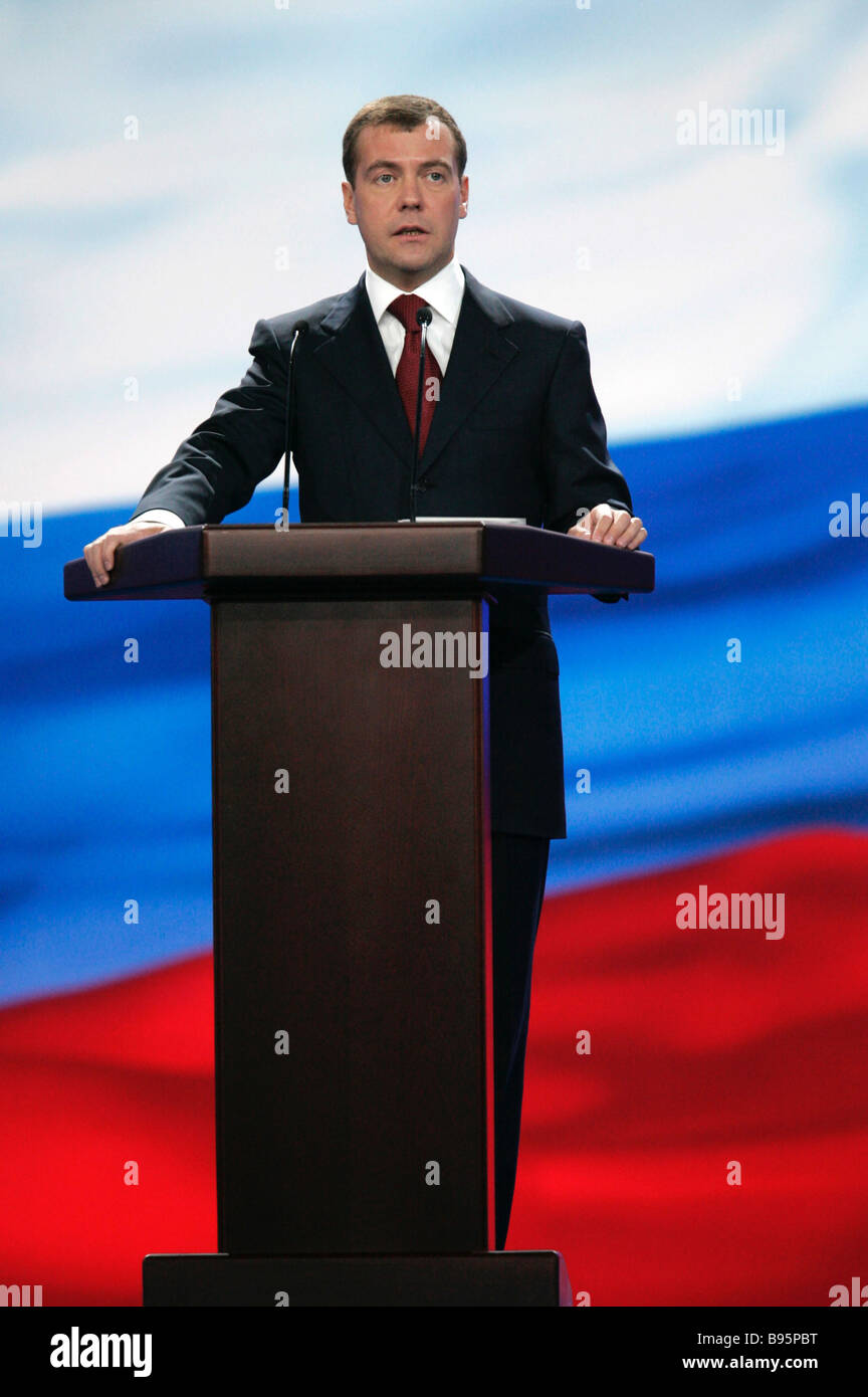 January 22 2008 First Deputy Prime Minister Dmitry Medvedev addressing ...