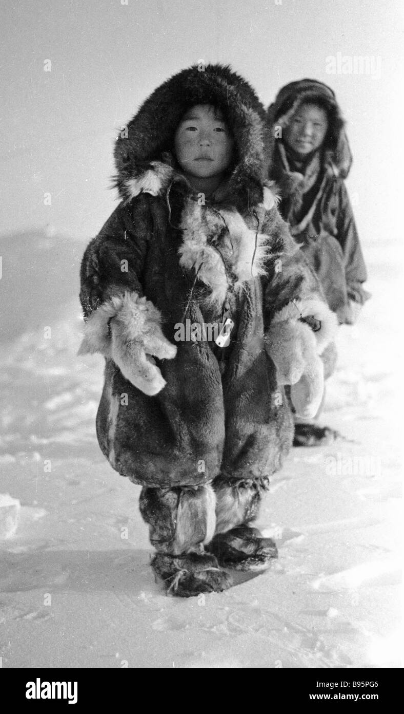 Little girls from Chukchee village Stock Photo - Alamy