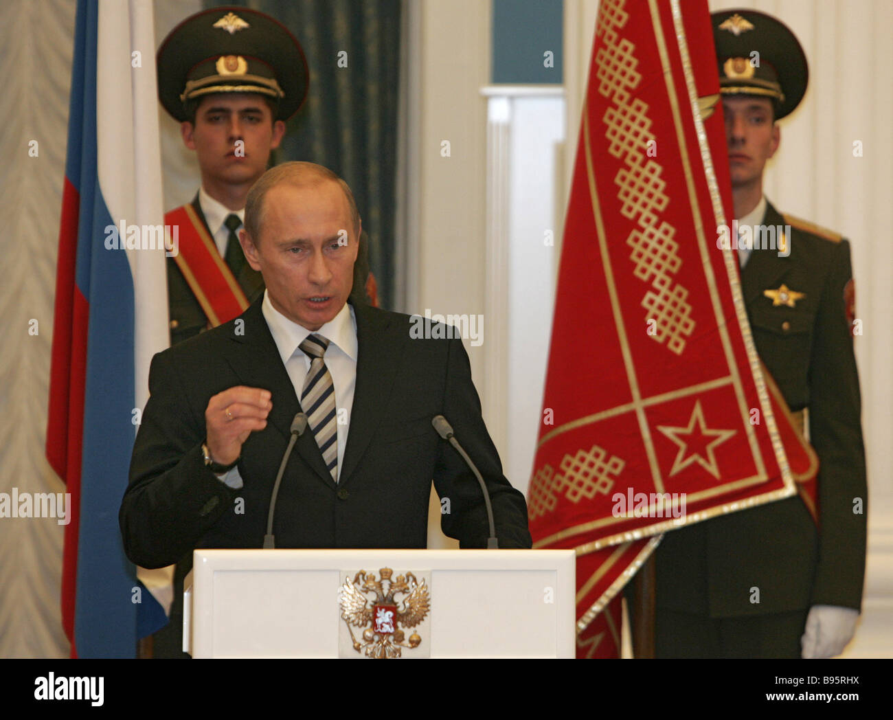 President Vladimir Putin speaking at the presentation of certificates ...
