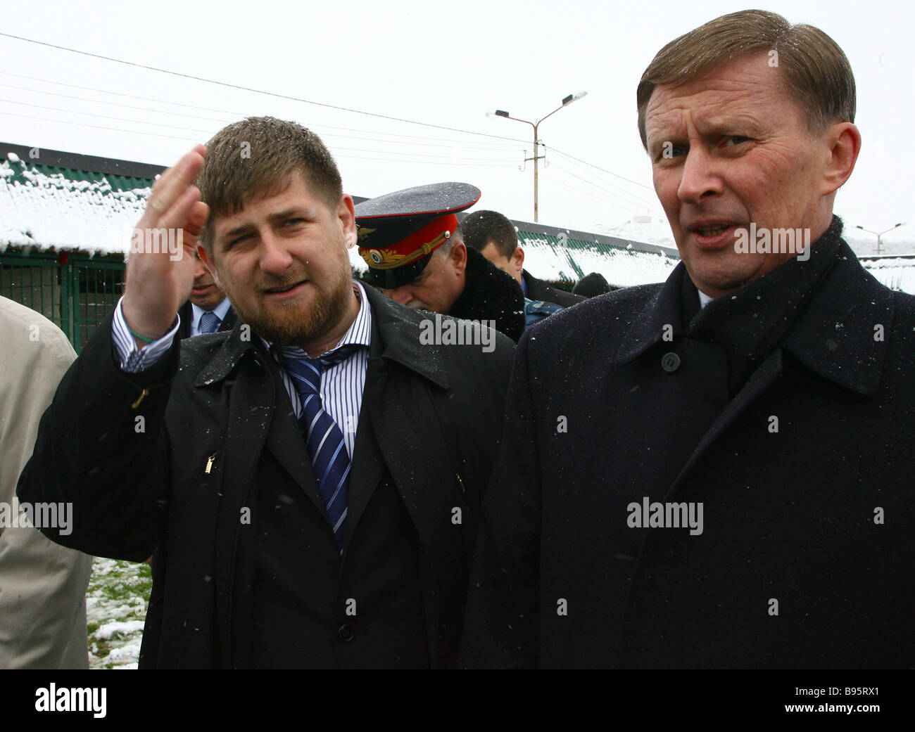 First Deputy Prime Minister Sergei Ivanov right with Chechen President ...