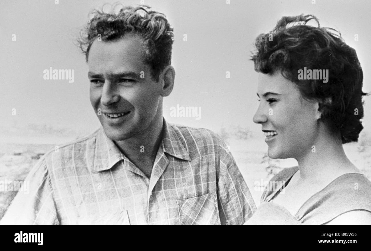 Herman Titov left and his wife Tamara right on the balcony of their ...