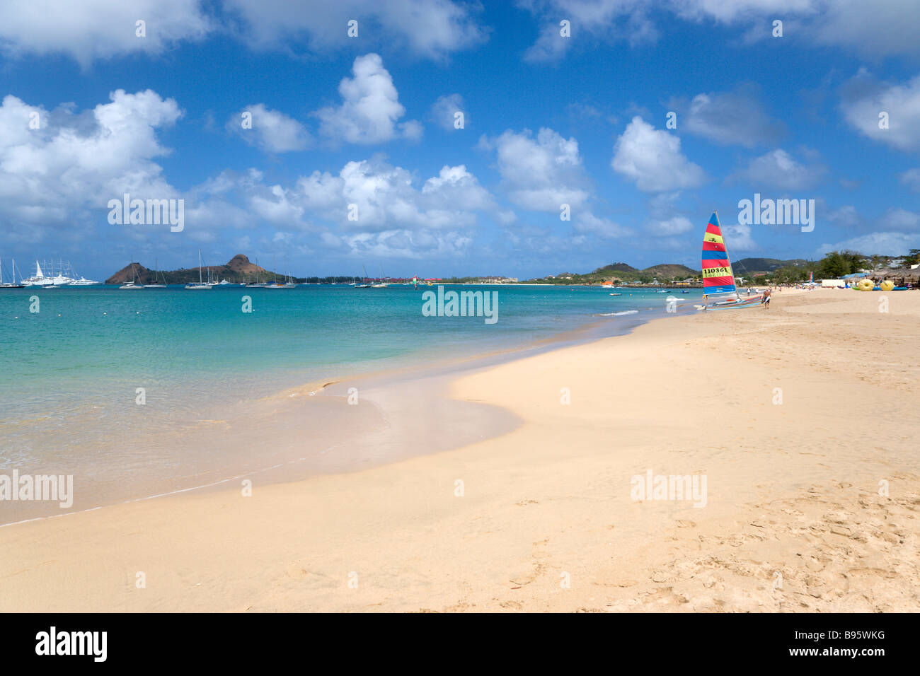WEST INDIES Caribbean St Lucia Gros Islet Reduit Beach in Rodney bay ...
