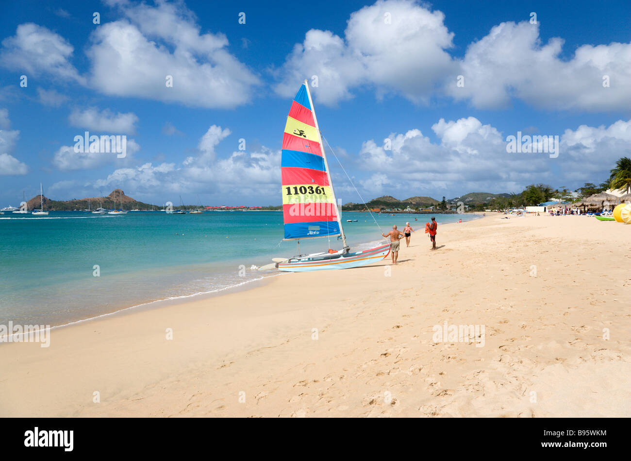 WEST INDIES Caribbean St Lucia Gros Islet Reduit Beach in Rodney bay ...
