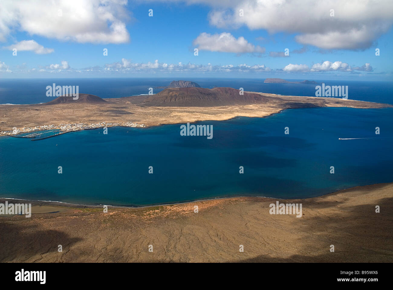 Spain, Canary Islands, Lanzarote, Mirador del Rio viewpoint across the ...