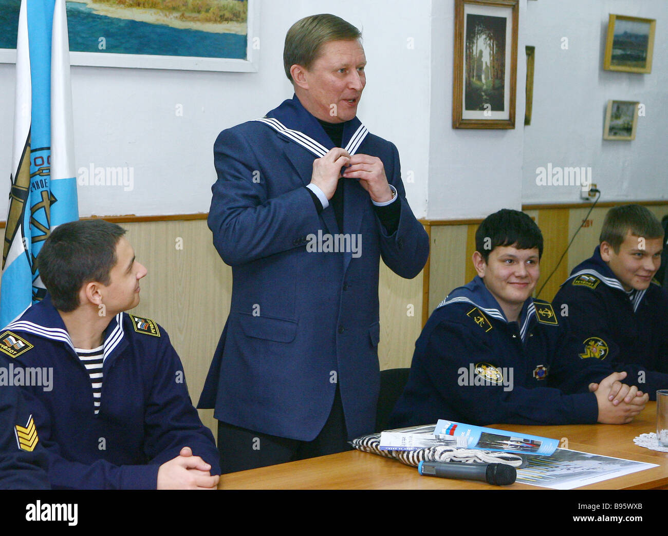 Russia s First Deputy Prime Minister Sergei Ivanov talks to cadets of ...