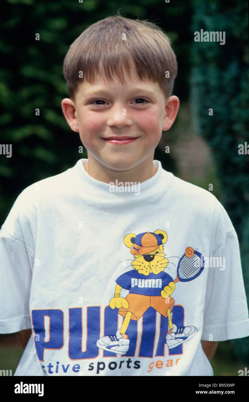 CHILDREN Boys Single Head and shoulders portrait of smiling boy Stock ...