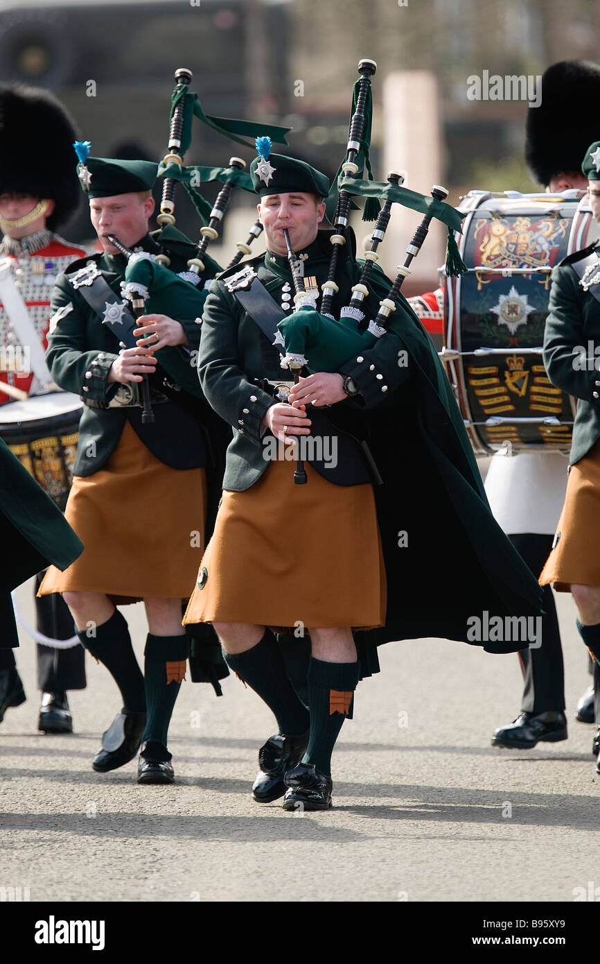 The 1st Battalion the Irish Guards on parade at Victoria Barracks ...