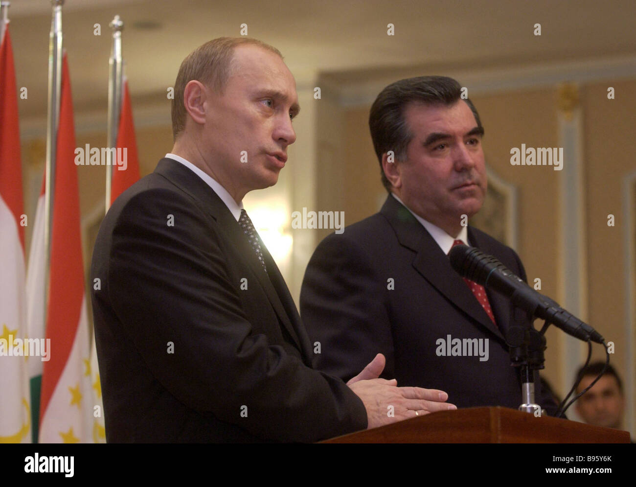 Russian President Vladimir Putin left and President of Tajikistan ...