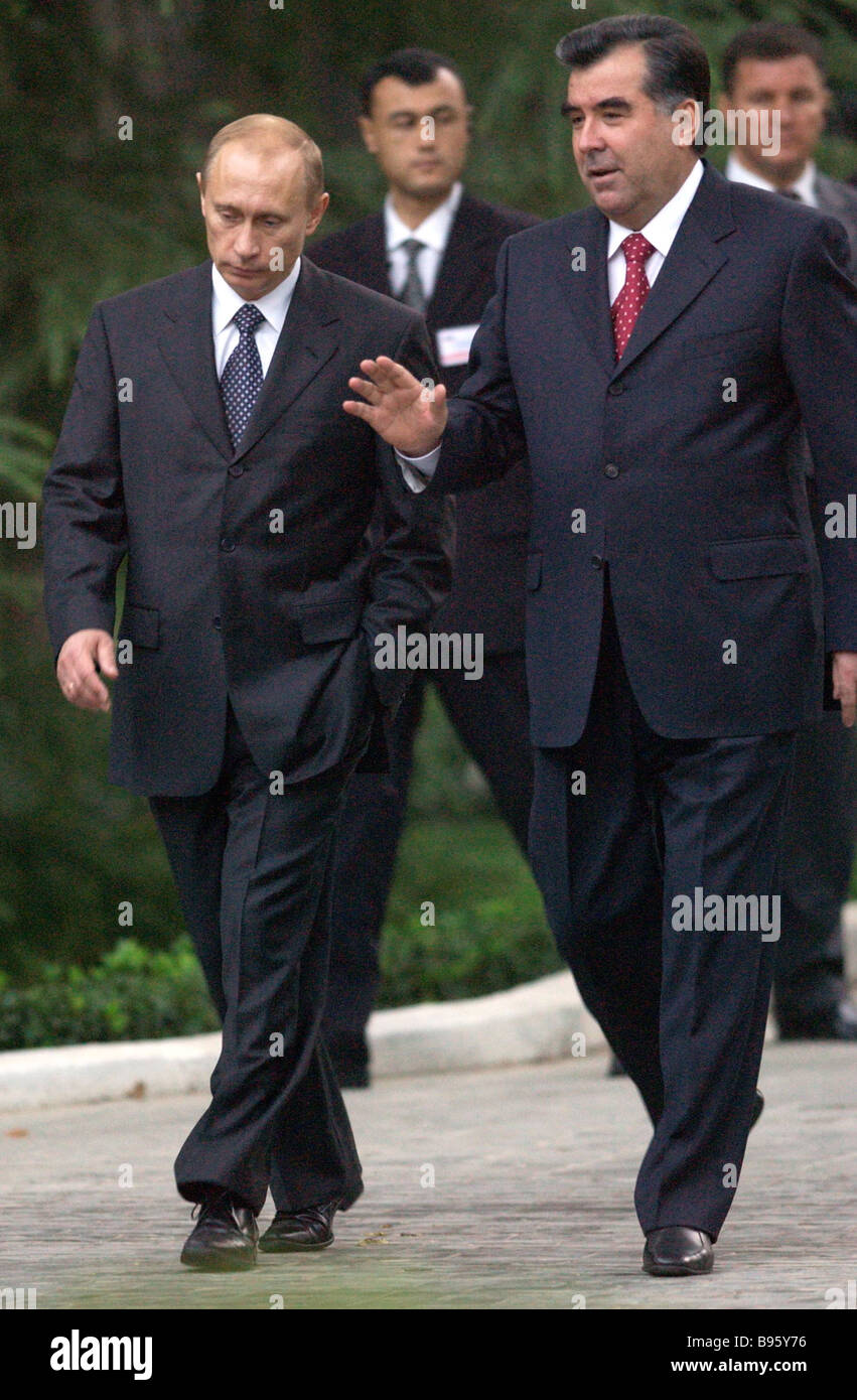 Russian President Vladimir Putin left and President of Tajikistan ...