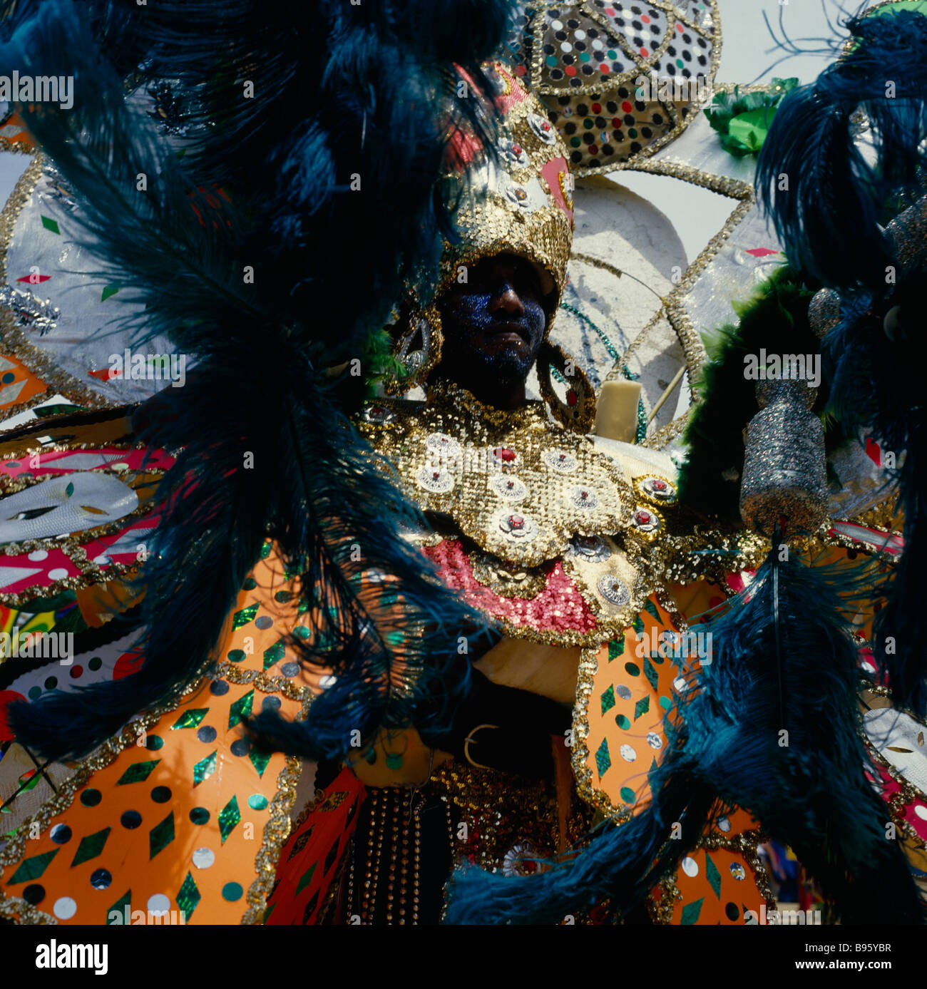 TRINIDAD Carnival Carnival dancer wearing brightly coloured extravagant ...
