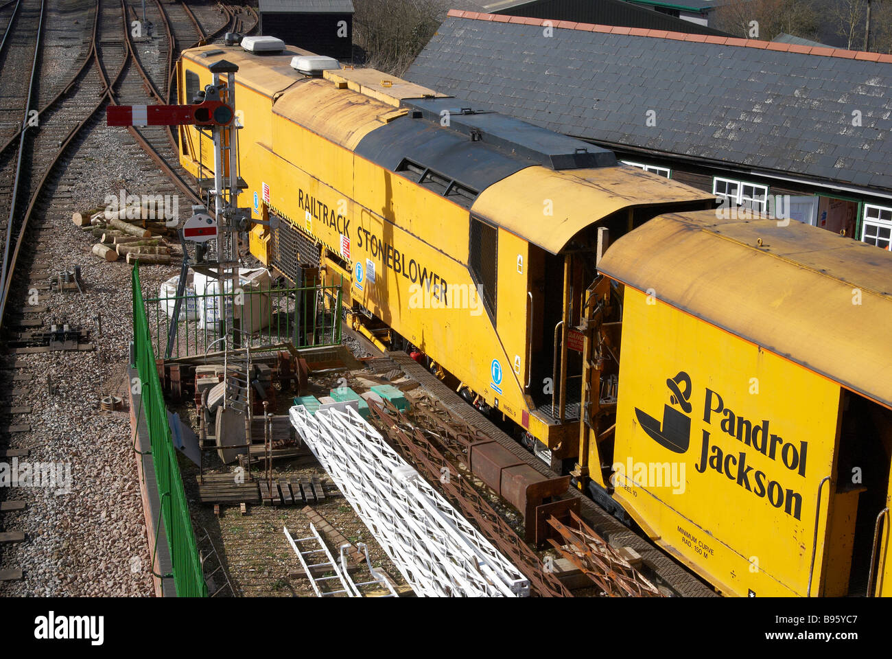 Railway maintenance stone blower and tamping machine Stock Photo - Alamy