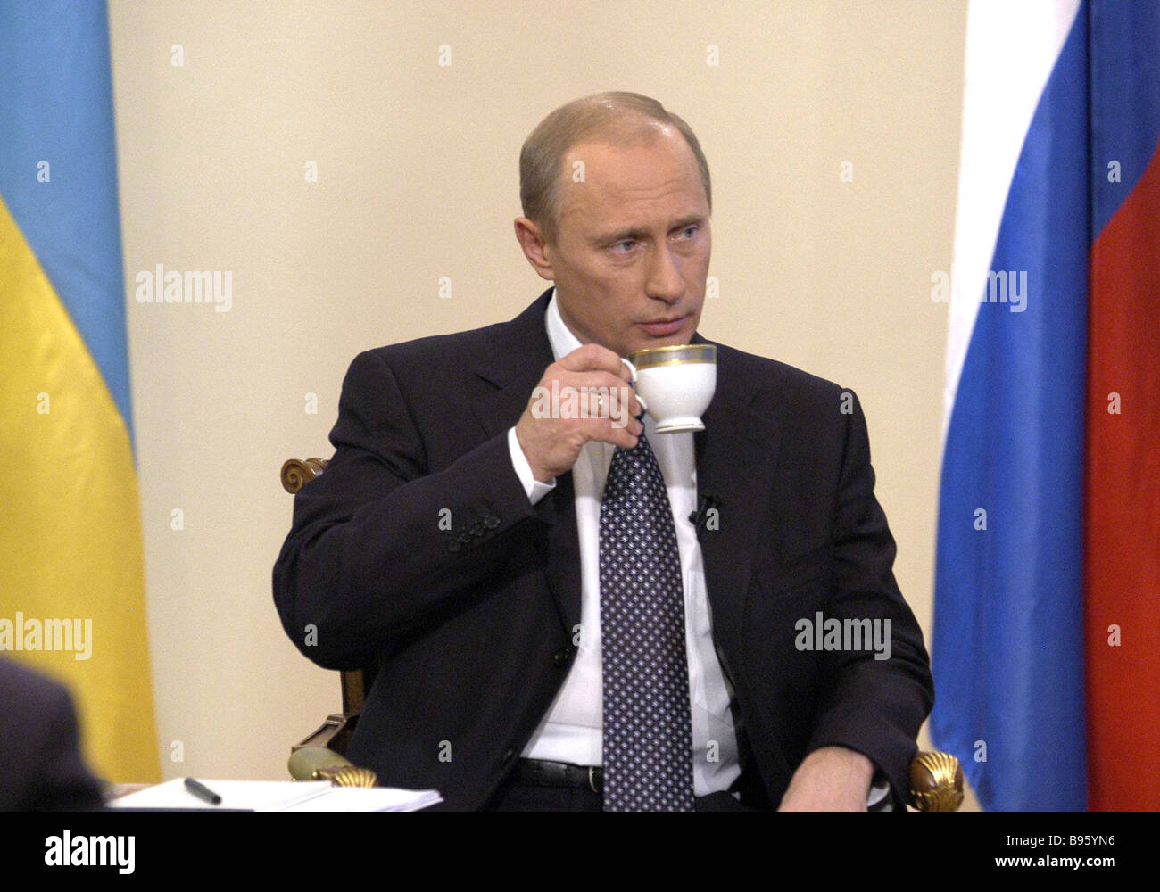Russian President Vladimir Putin in a live show on Ukrainian television ...