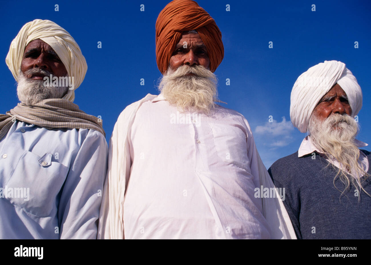 INDIA South Asia Punjab Amritsar Sikh Golden Temple Three elderly Sikh ...