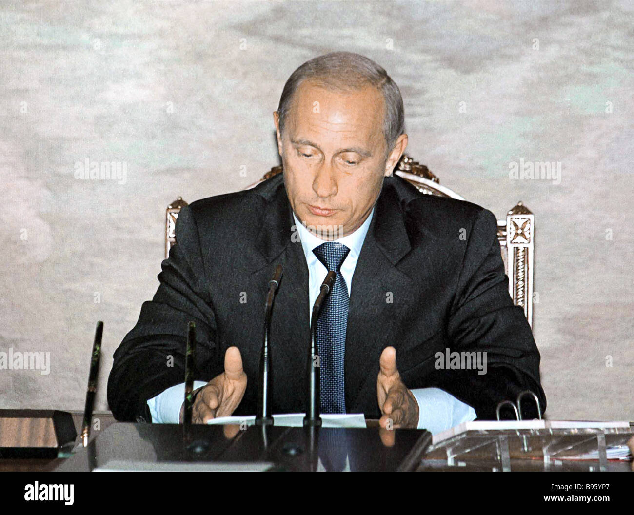 Russian President Vladimir Putin at a routine Monday meeting with the ...