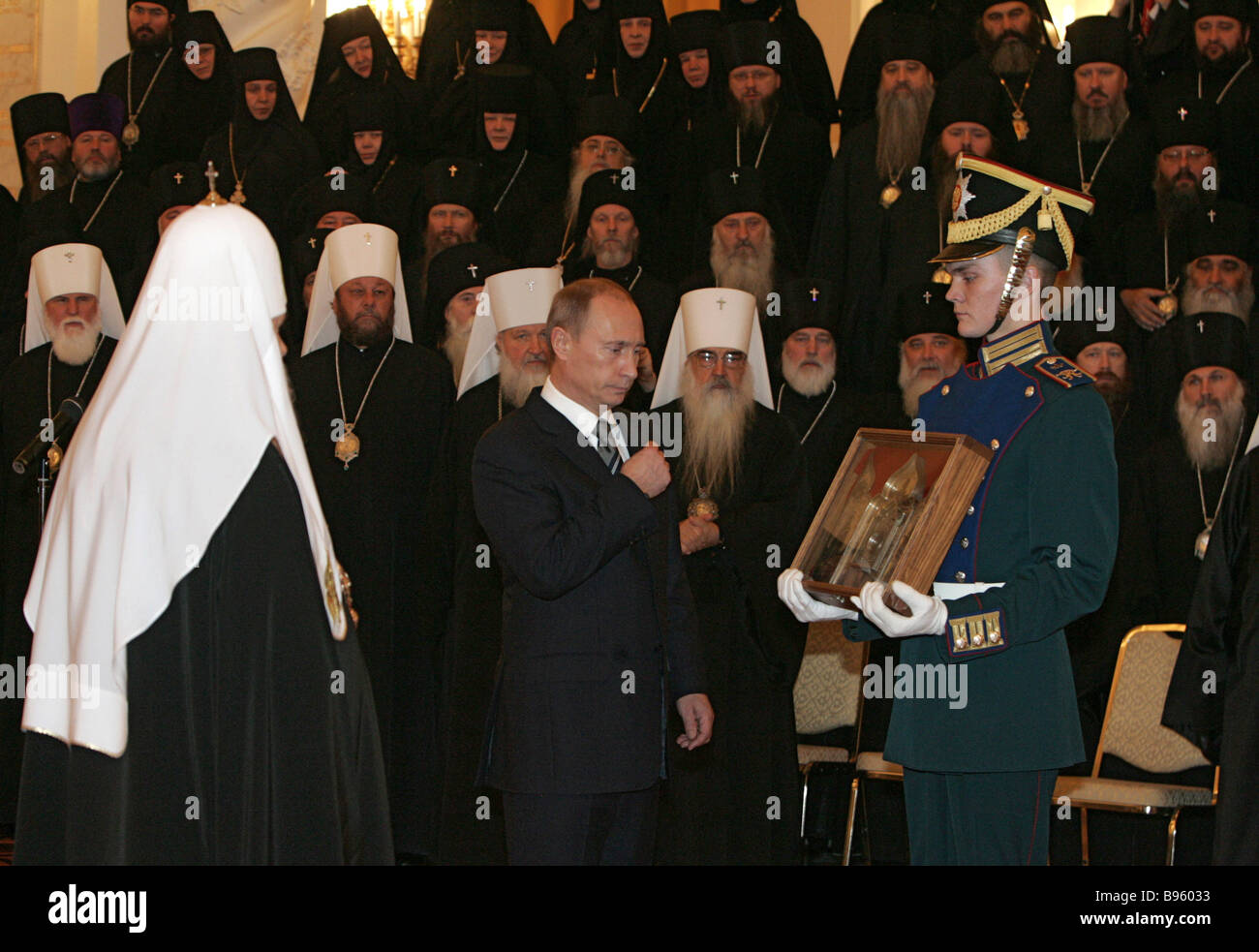 President Vladimir Putin center handing over to the Russian Orthodox ...