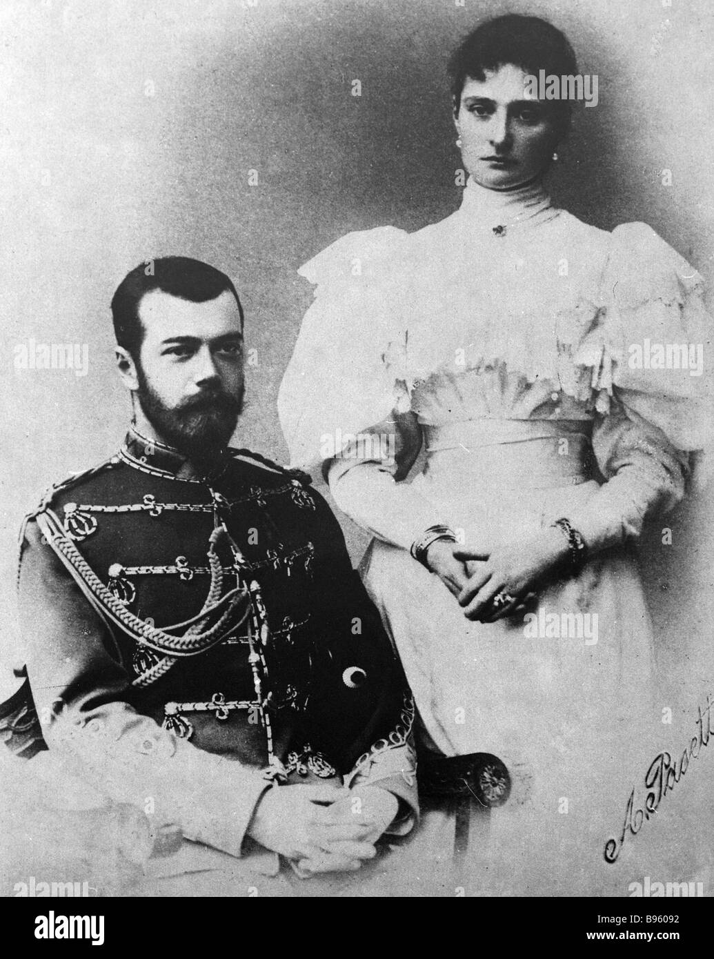 Russian Emperor Nicholas II left with his wife Alexandra Feodorovna ...