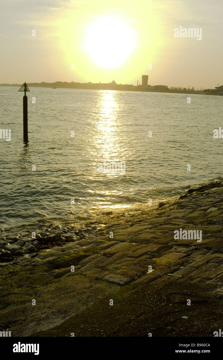 Blazing Sunset refelecting on the Solent taken from Southsea Seafront ...