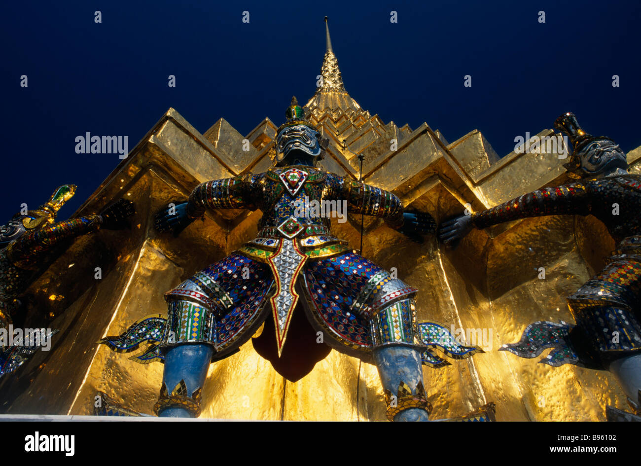 THAILAND Southeast Asia Bangkok Grand Palace Demon statue at the base ...