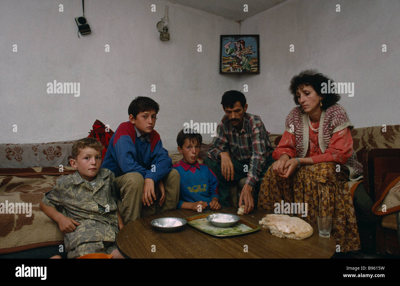 SERBIA and MONTENEGRO Kosovo Poor Albanian family living on bread and ...