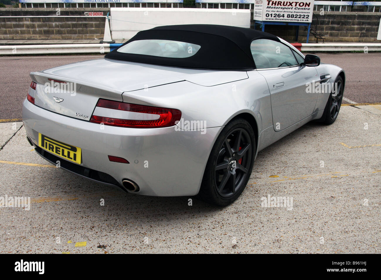Aston Martin silver vantage sports racing car at thruxton racing ...