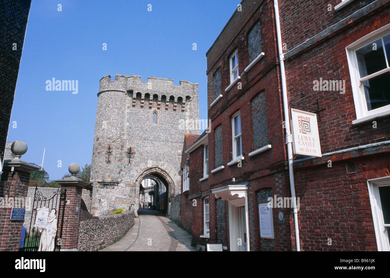 ENGLAND East Sussex Lewes Lewes Castle. View up path towards one of the ...