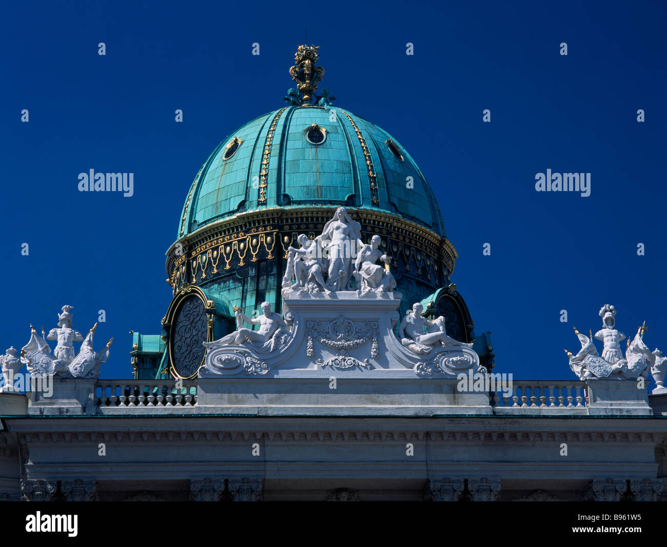 Austria, Vienna, Hofburg Royal Palace. Green roof dome of St Michael's ...