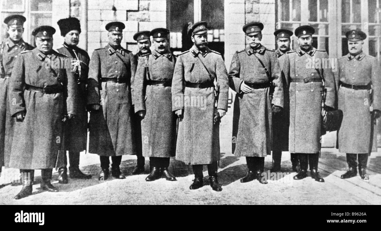 Emperor Nicholas II and his retainers at the GHQ in Mogilev during ...