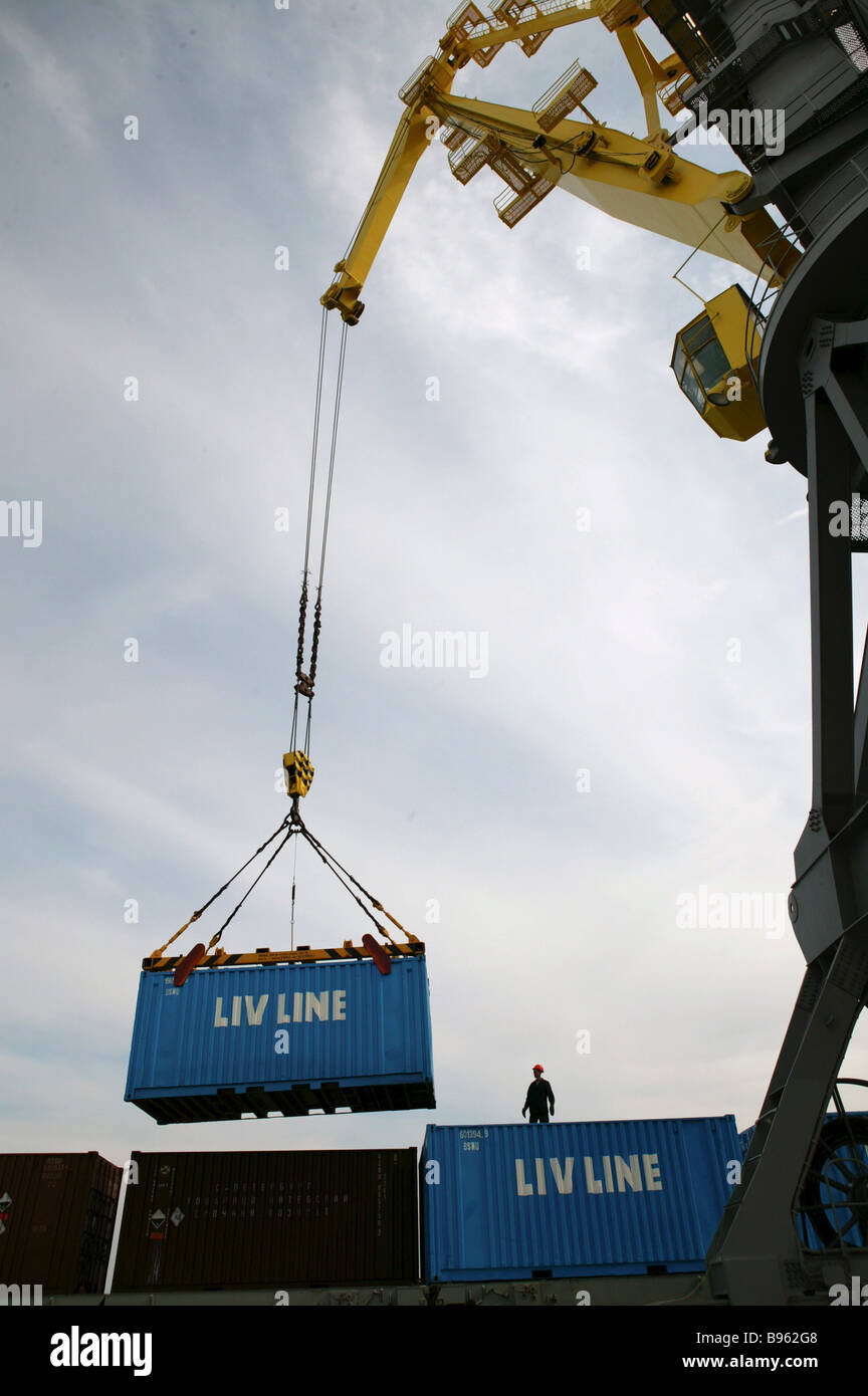 Freight check in the Olya merchant seaport customs area North Caspian ...