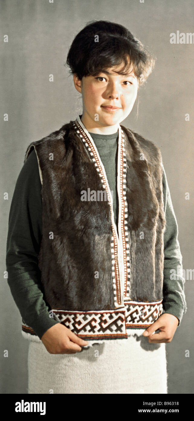 Modern deer skin Nivkh vest Stock Photo - Alamy