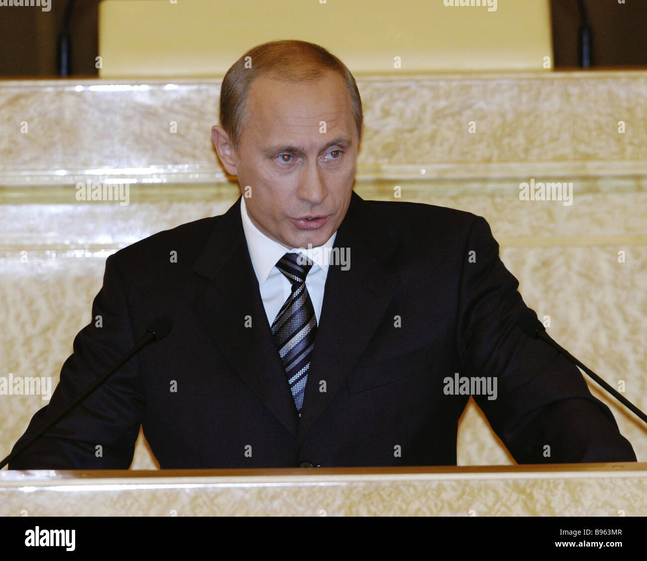 The Russian president Vladimir Putin during his annual address to the ...