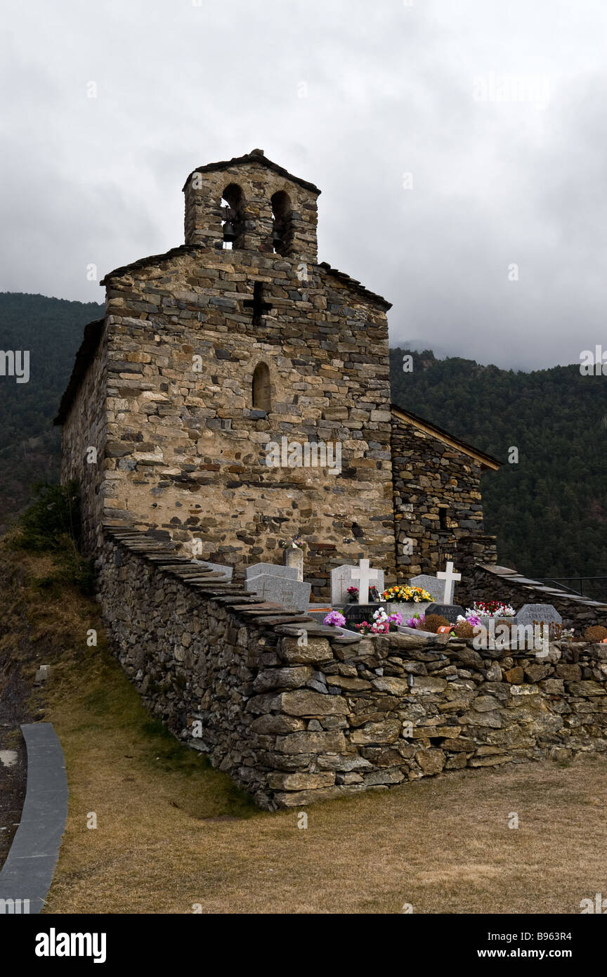 11th-century Romanesque style church Sant Cerni de Nagol. Andorra Stock ...