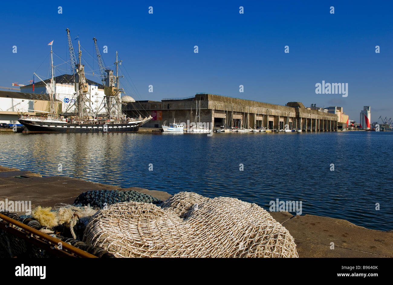 France, Loire Atlantique, Saint Nazaire, submarine base, floating dock ...