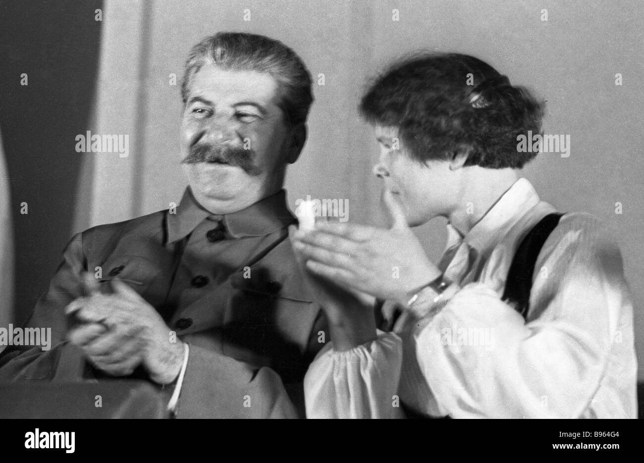 Soviet statesman Josef Stalin left and pioneer of the mass collective ...