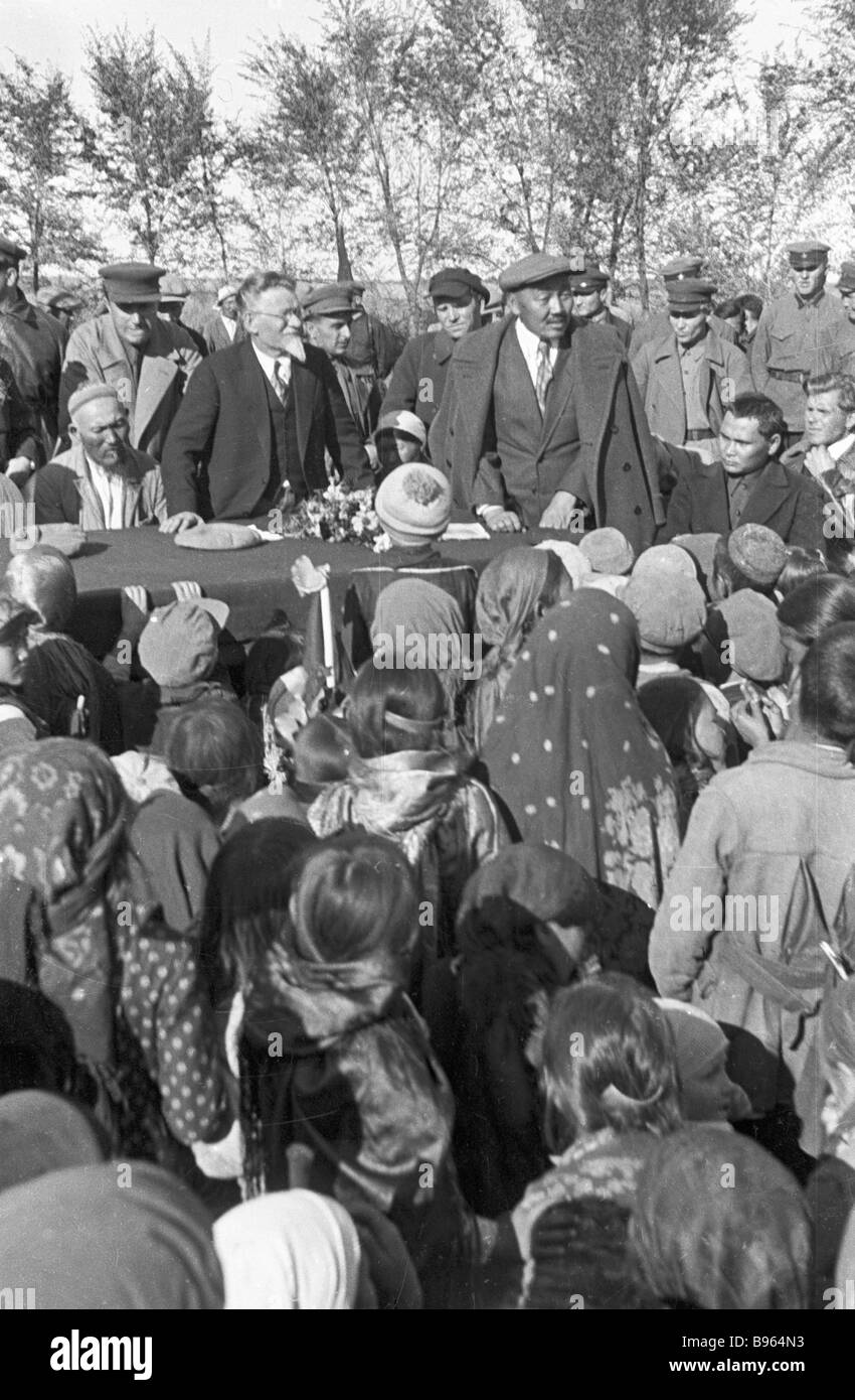 Chairman of the U S S R Central Executive Committee Mikhail Kalinin ...