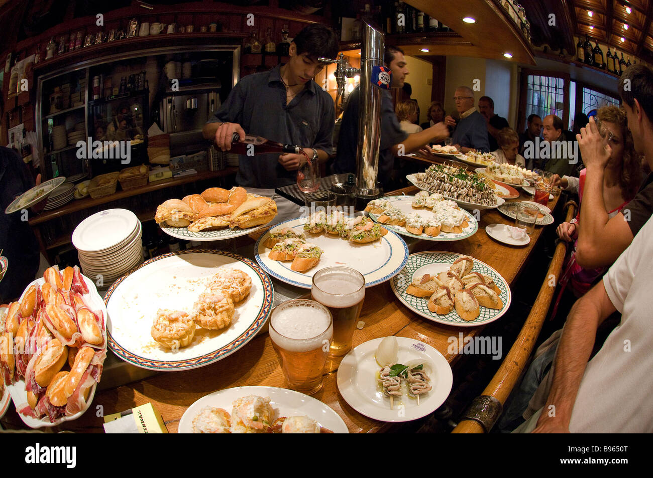 Spain, Basque Country, Guipuzcoa province, San Sebastian, Tapas bar El ...