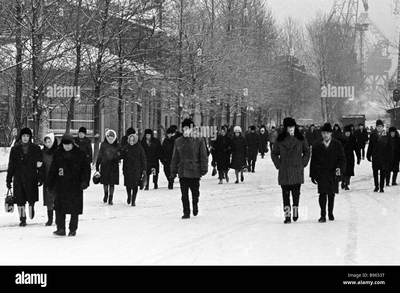 The Baltic shipyard workers on the way to work Stock Photo - Alamy