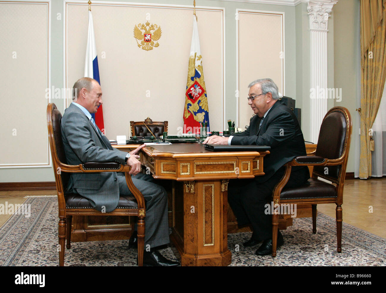 October 3 2007 President Vladimir Putin left meeting Yevgeny Primakov ...