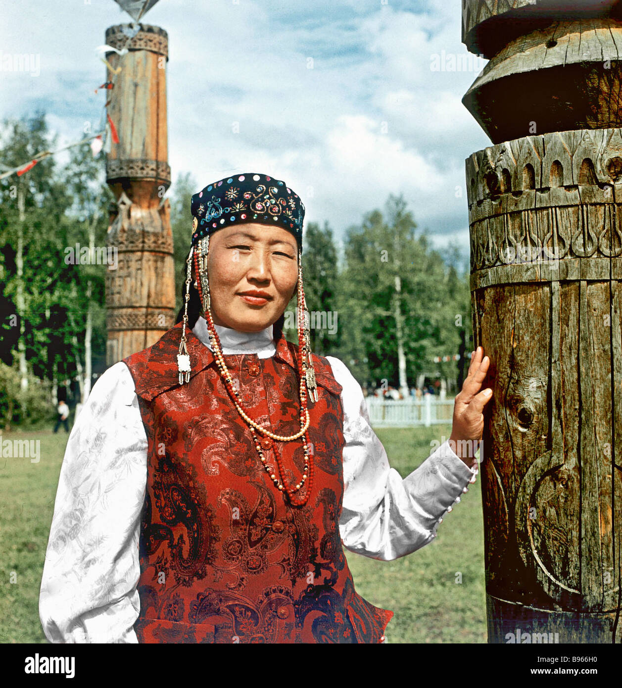 Participant in the Yakut folk festival "Ysyakh", Suntar Village, Yakut ...