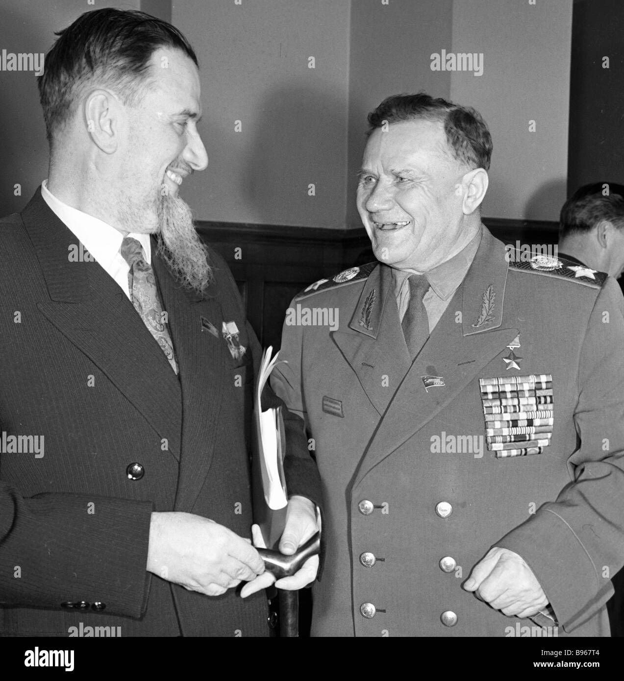 Igor Kurchatov a member of the Academy left talking with Marshal of the ...