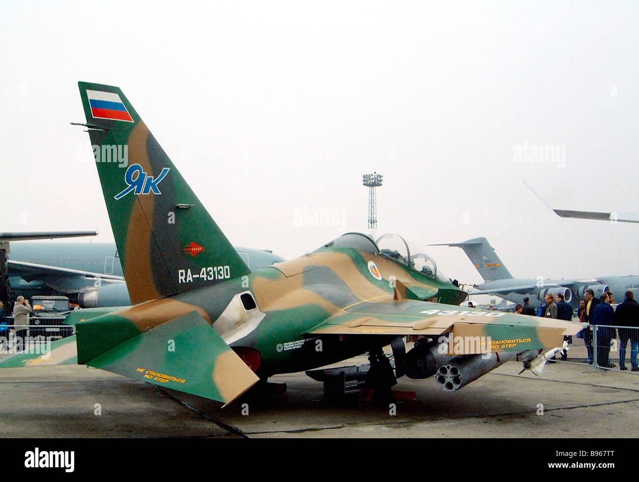 A full-size mock-up of a Yakovlev Yak-130 combat trainer on display at ...