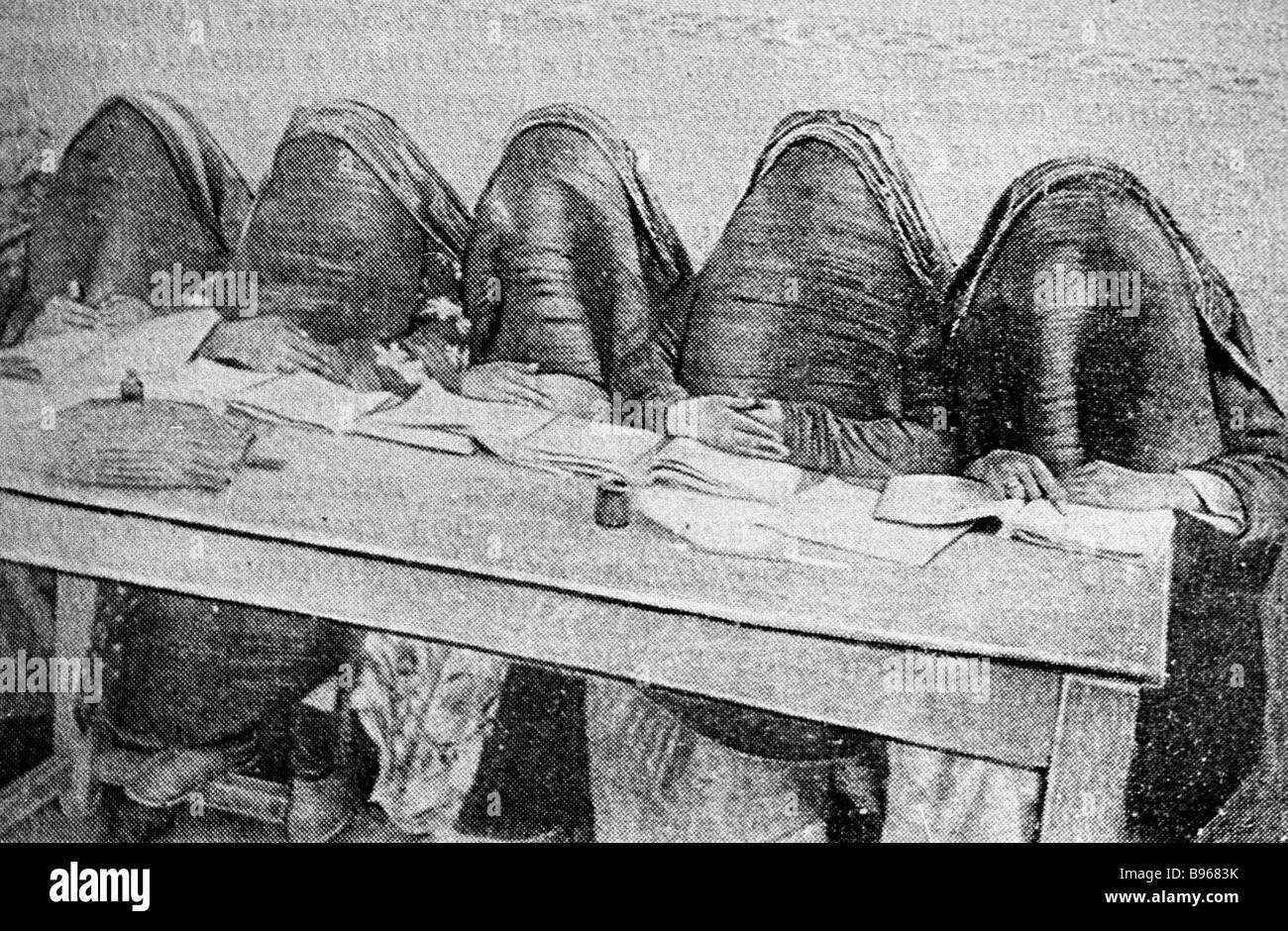 Uzbek women in their yashmaks learn the ABC in the Soviet literacy ...